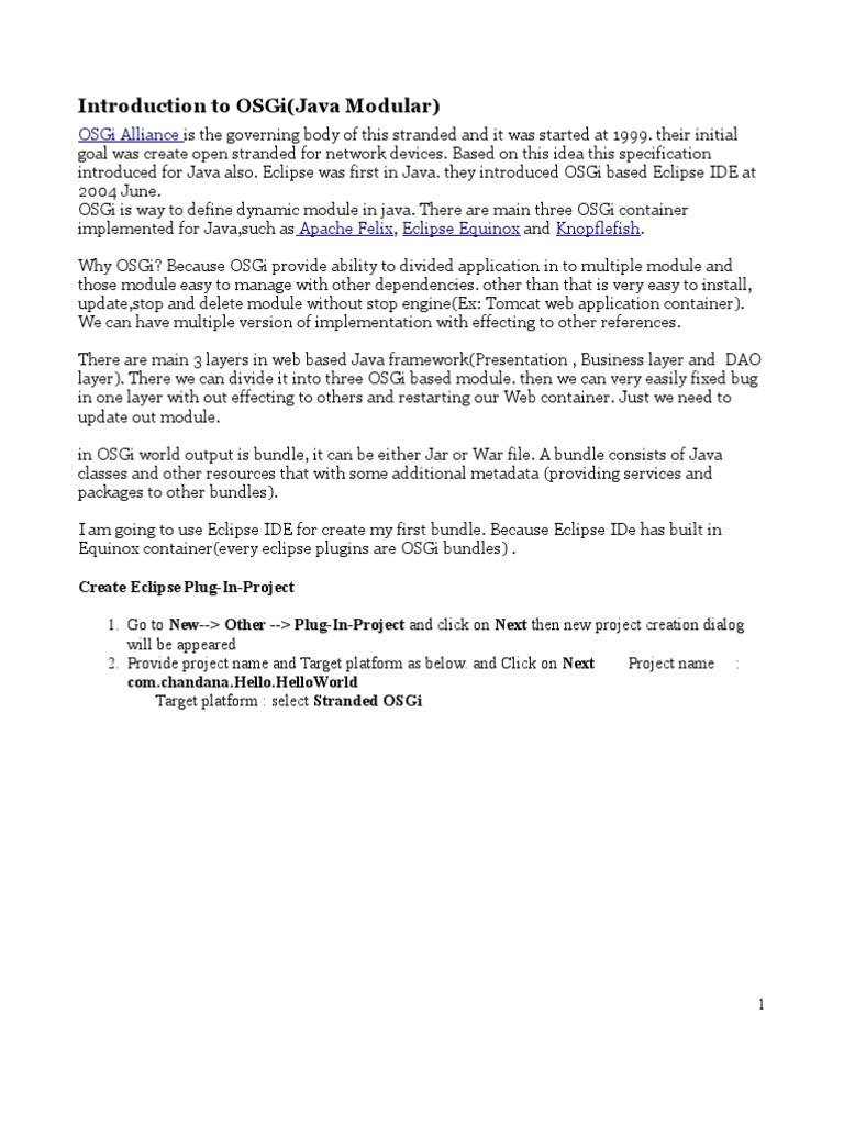 Osgi Tutorial | PDF | Eclipse (Software) | Java (Programming Language)