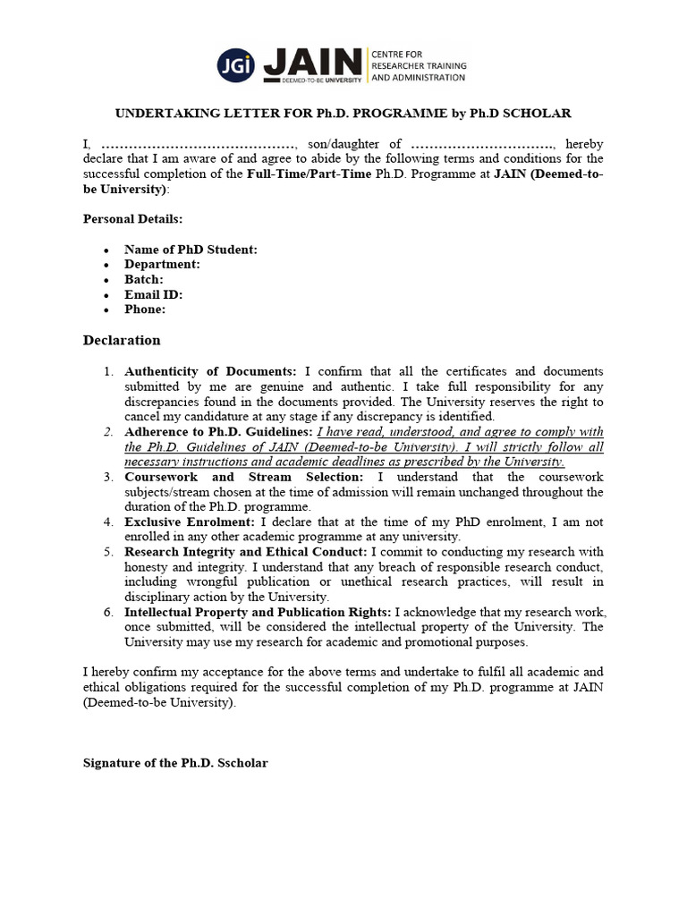 Undertaking Letter | PDF