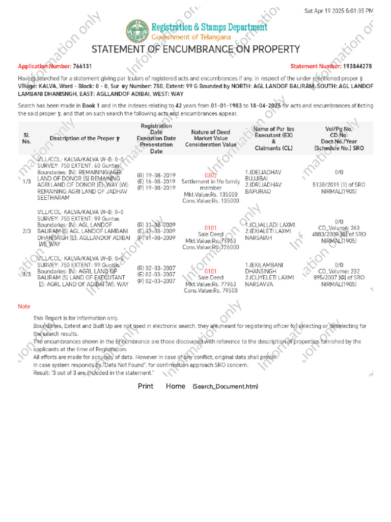 Statement of Encumbrance On Property | PDF