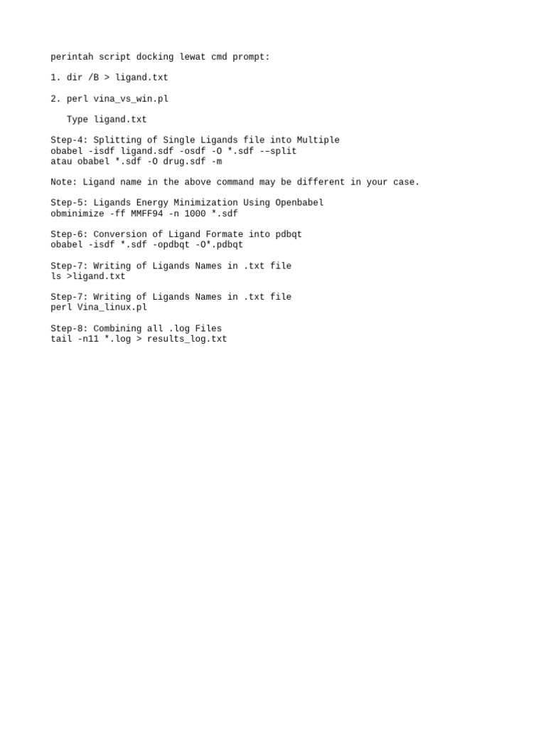 Prosedur Docking Vina Script | PDF