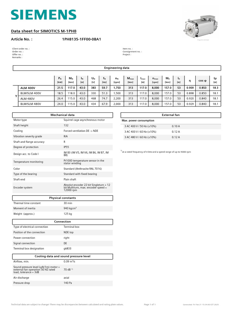 1PH8135-1FF00-0BA1 Datasheet en | PDF | Physical Quantities | Electrical Engineering