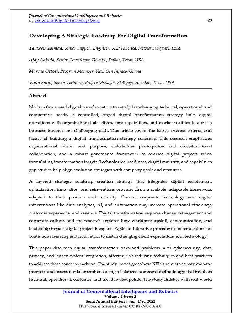 Developing a Strategic Roadmap for Digital Transformation | PDF ...