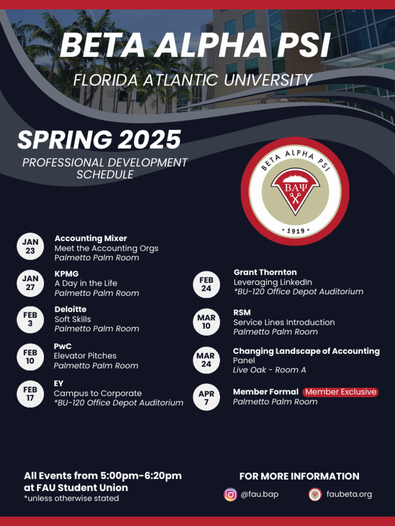BAP & ASA Schedules Spring 2025 | PDF | Service Industries | Financial ...