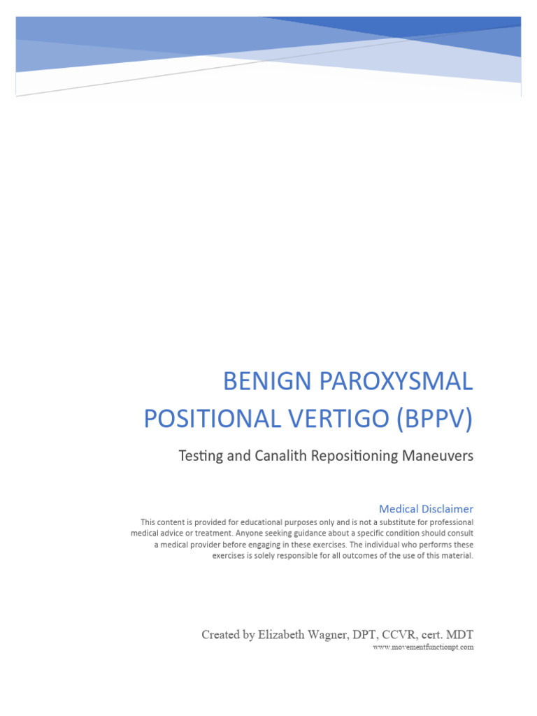BPPV Overview - Course Notes | PDF | Medical Specialties | Ear