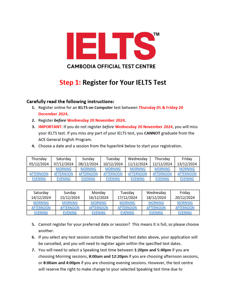 GEP12 Comms - Step 1 Register For Your IELTS Test - PP | PDF ...