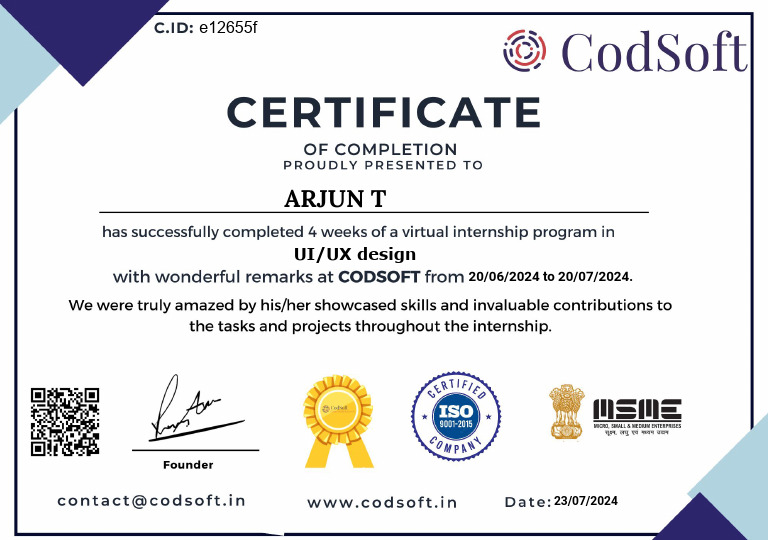 Codsoft Intern Certificate | PDF