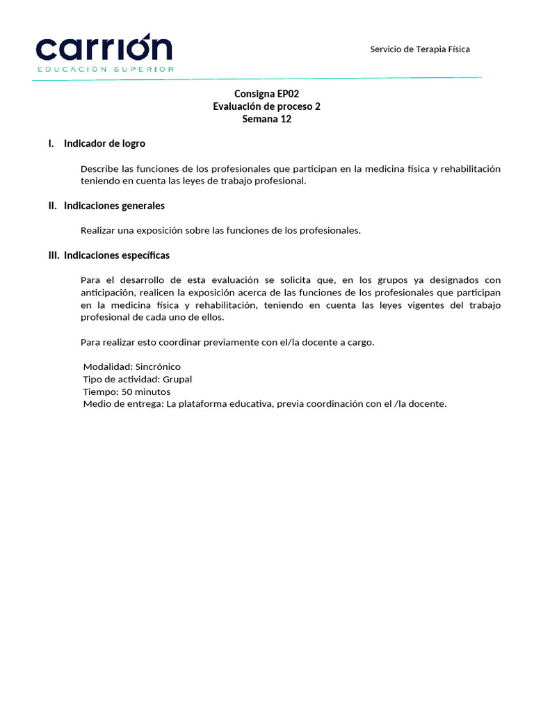 EP02 FIS II Servicios de Terapia Fisica | PDF