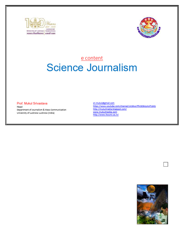 Science Journalism: Importance & Practices | PDF | Science | Knowledge