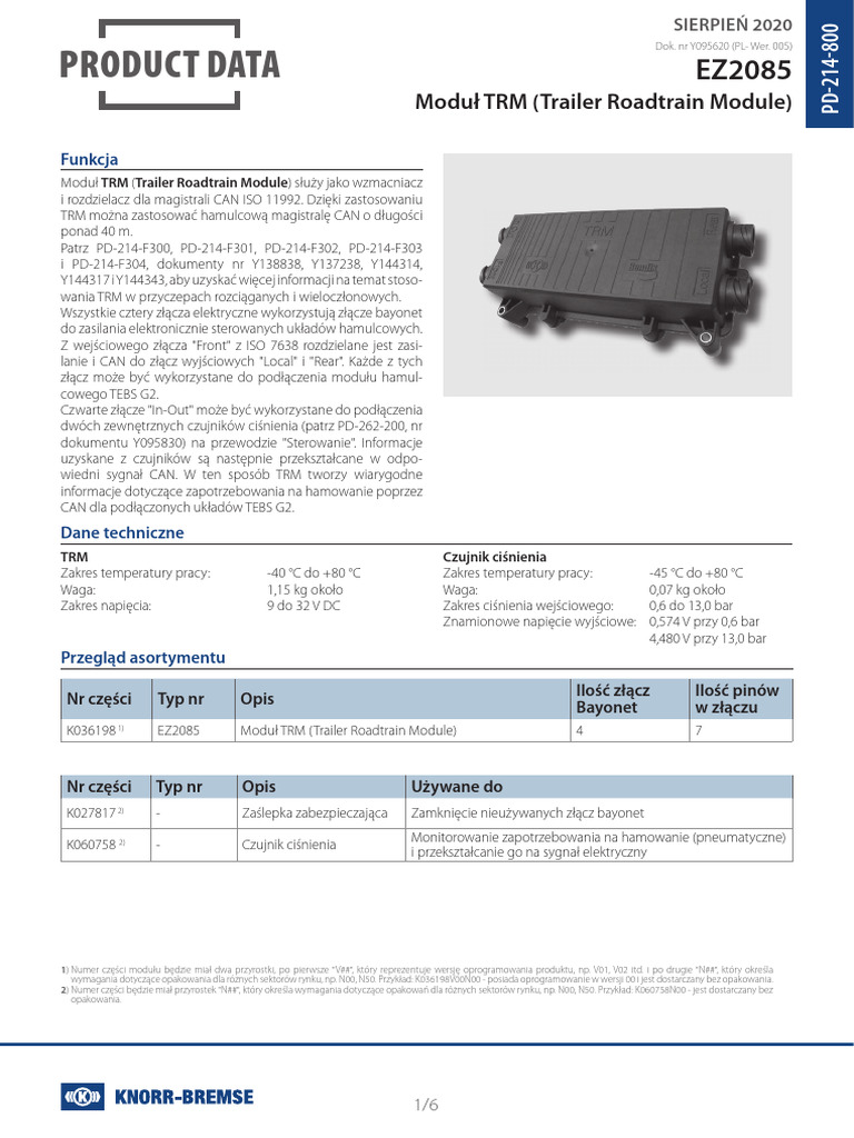 Moduł TRM (Trailer Roadtrain Module) | PDF