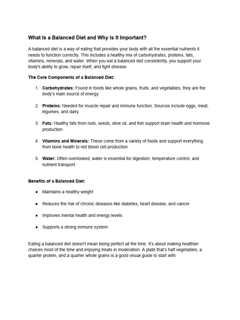 What Is A Balanced Diet and Why Is It Important | PDF