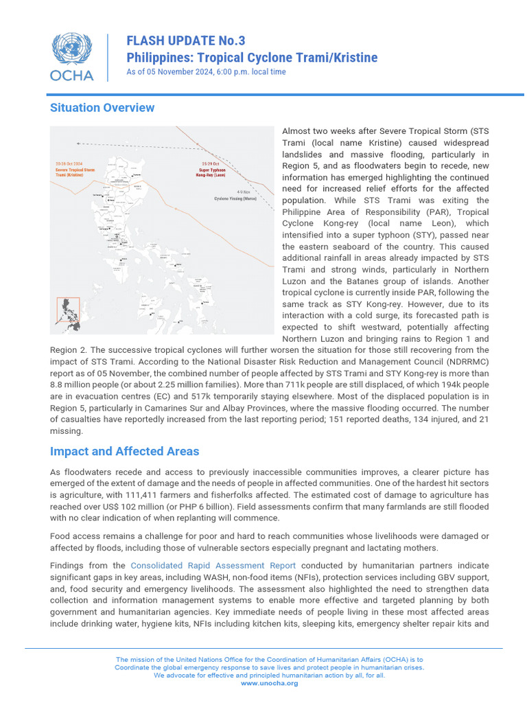 Flash Update No.3 On TC Trami Kristine | PDF | Tropical Cyclones | Flood