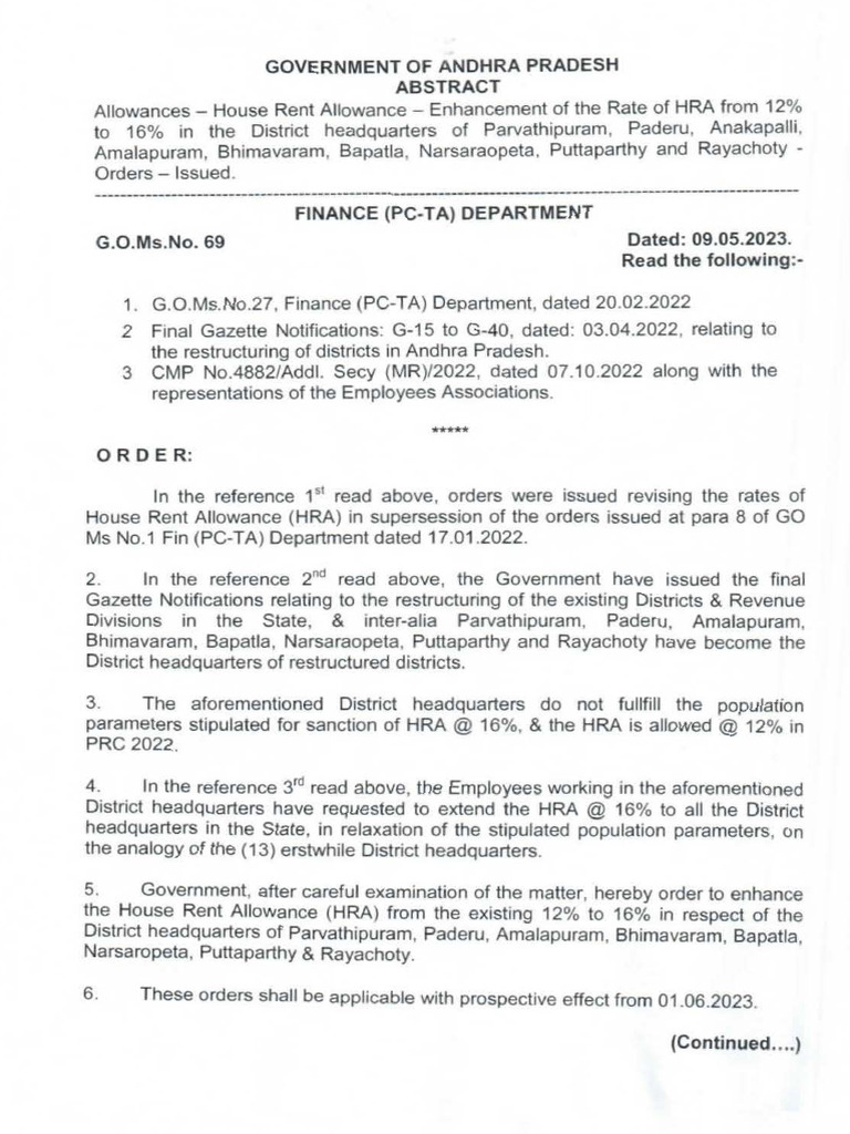 Enhanced HRA for AP Districts 2023 | PDF | Justice | Crime & Violence