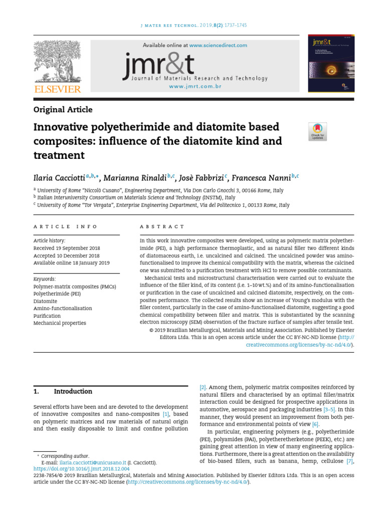 Innovative Polyetherimide and Diatomite Based Comp - 2019 - Journal of Materials | PDF ...