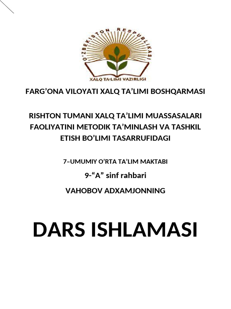 Konstitutsiya Huquqlarimiz Kafolati Ishlanmasi | PDF