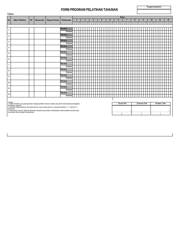 Form Program Pelatihan Tahunan | PDF