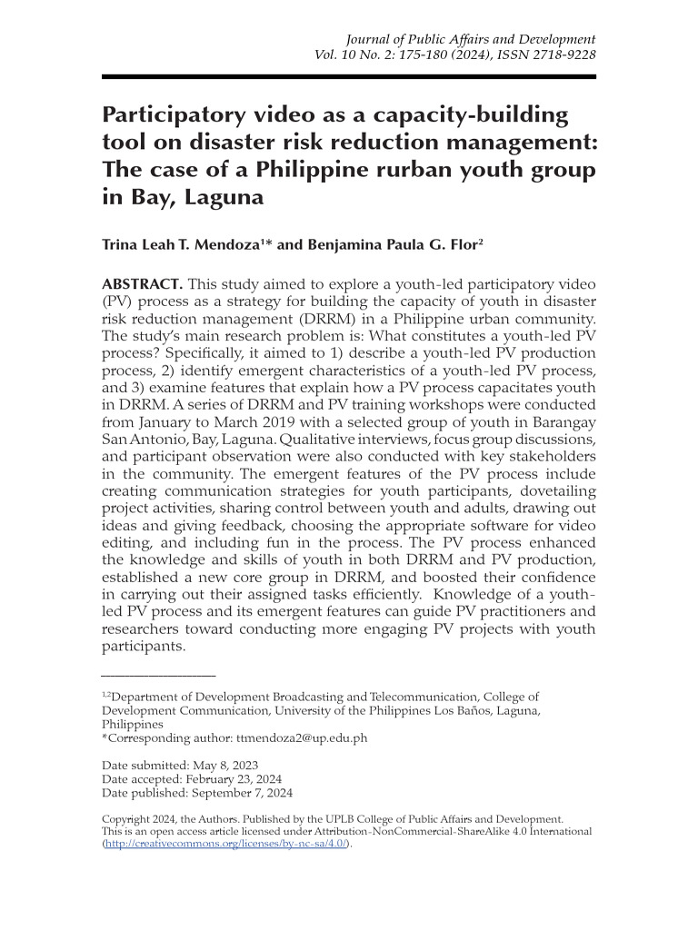 Participatory video as a capacity-building tool on disaster risk ...