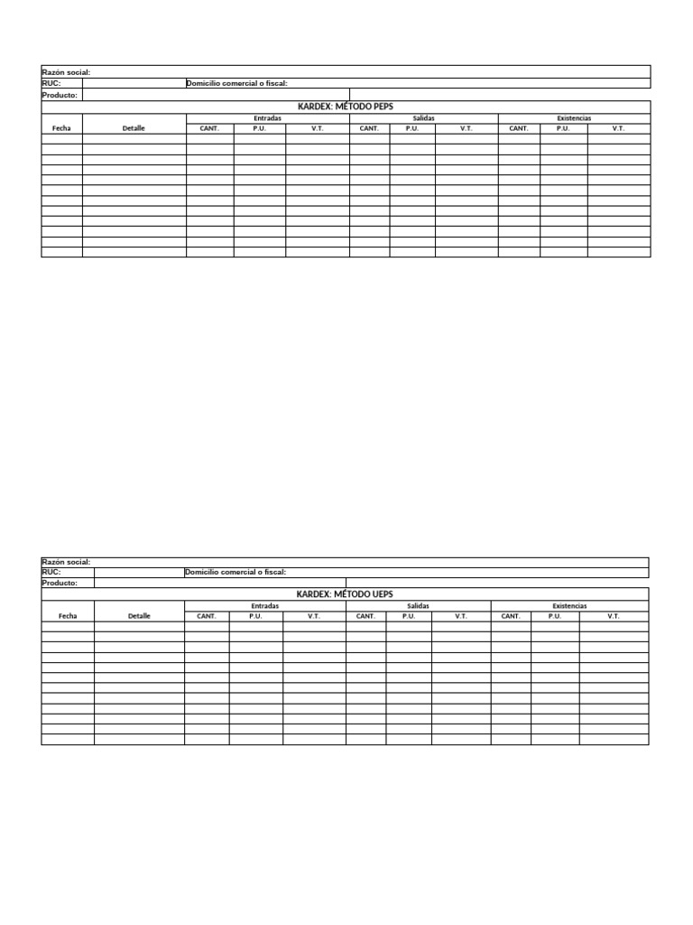 Kardex - Modelo para Imprimir | PDF