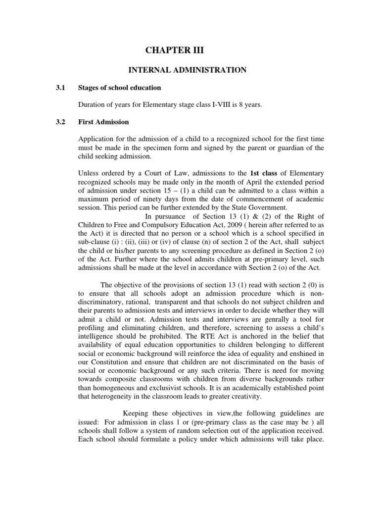 Internal Administration: 3.1 Stages of School Education | PDF | Primary ...