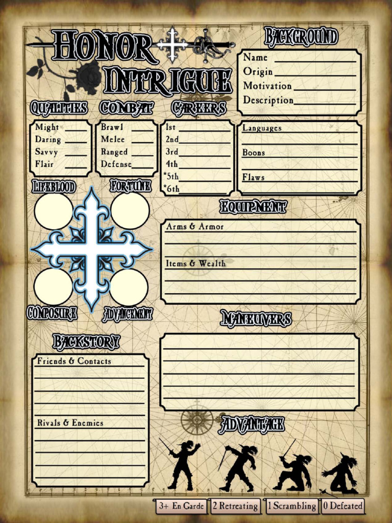 Honor Intrigue Character Sheets | PDF
