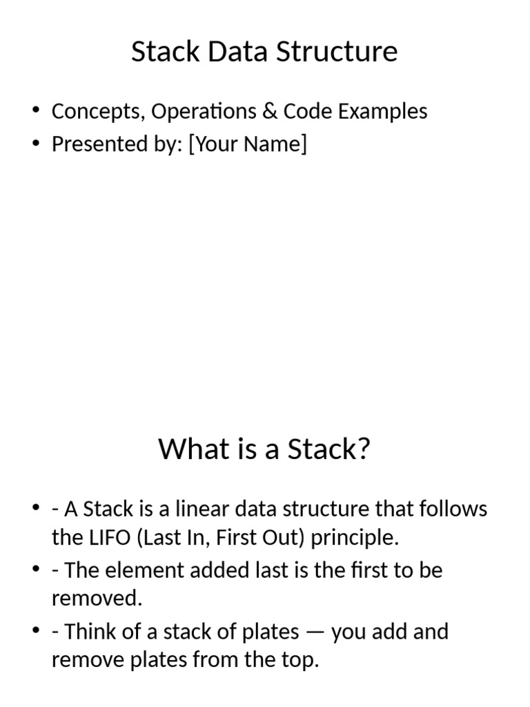 Stack Data Structure Presentation | PDF