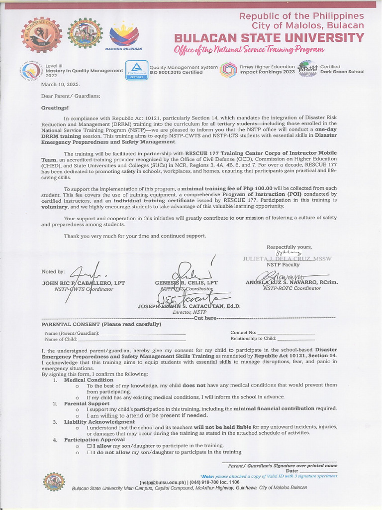 Parental Consent (BLS) | PDF