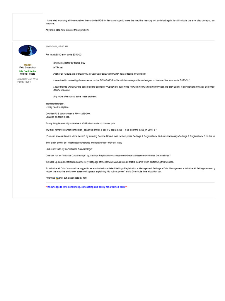 Resolving Canon E350-001 Error Code | PDF | Software | Computing