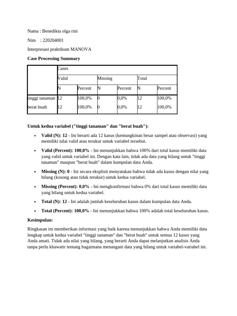 Interpretasi Praktikum Manova | PDF