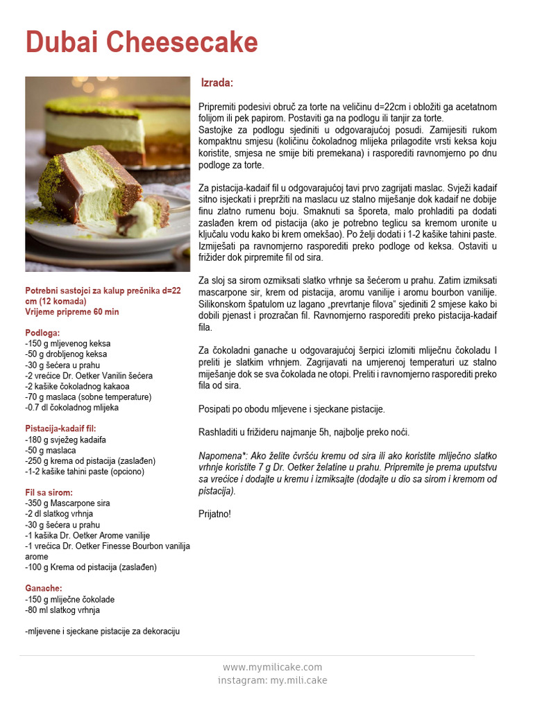 Recept Dubai-Cheesecake | PDF