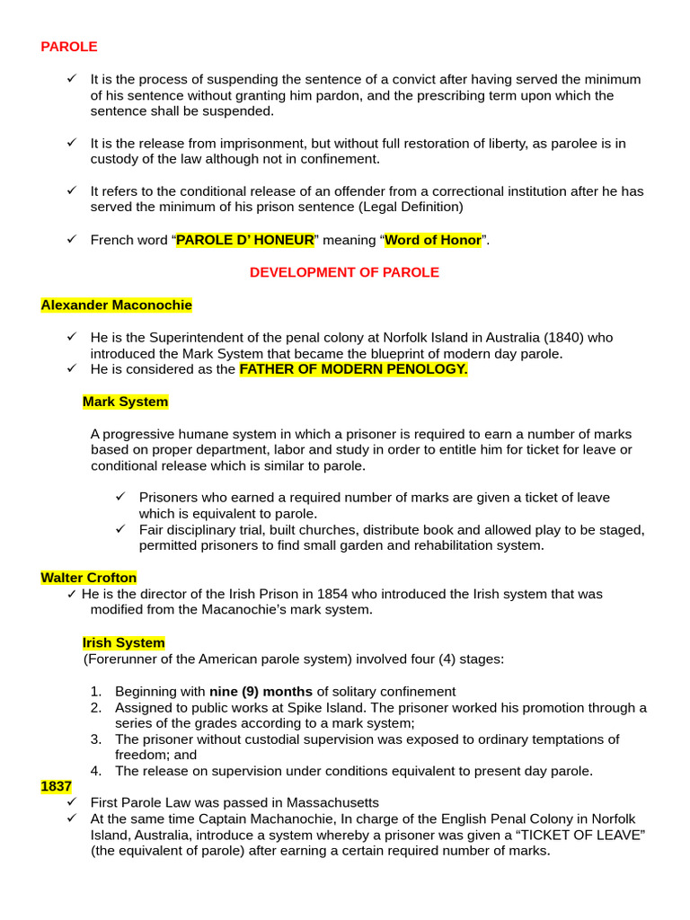 Zebulon Brockway and Parole Reform | PDF | Parole | Pardon