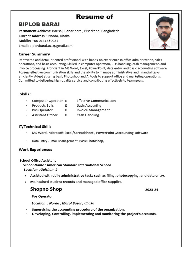 CV-Writer-BD Experienced CV | PDF