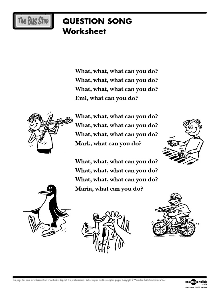 Question Song Activity Worksheet | PDF