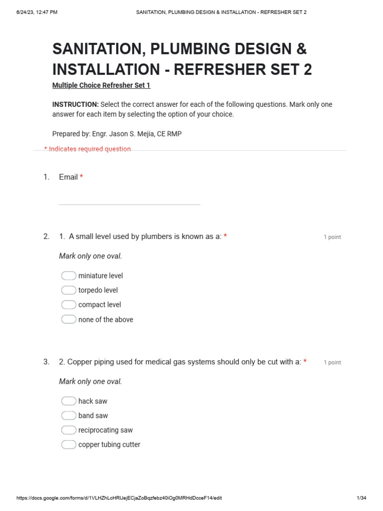 Sanitation Plumbing Design Installation Refresher Set 2 | PDF | Toilet | Building Engineering