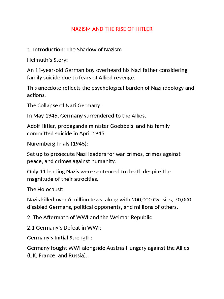Nazism and The Rise of Hitler - 22 | PDF | Weimar Republic | Nazi Germany