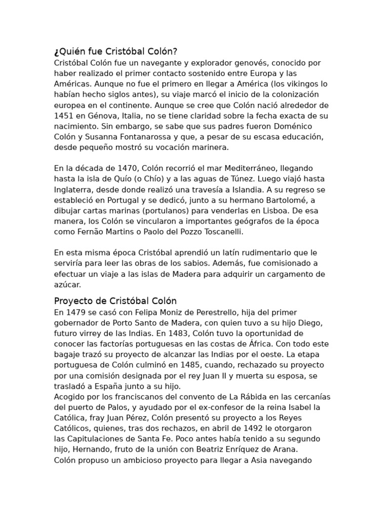 Vida de Cristobal Colon | PDF | Cristobal colon | Viajes de Cristóbal Colón