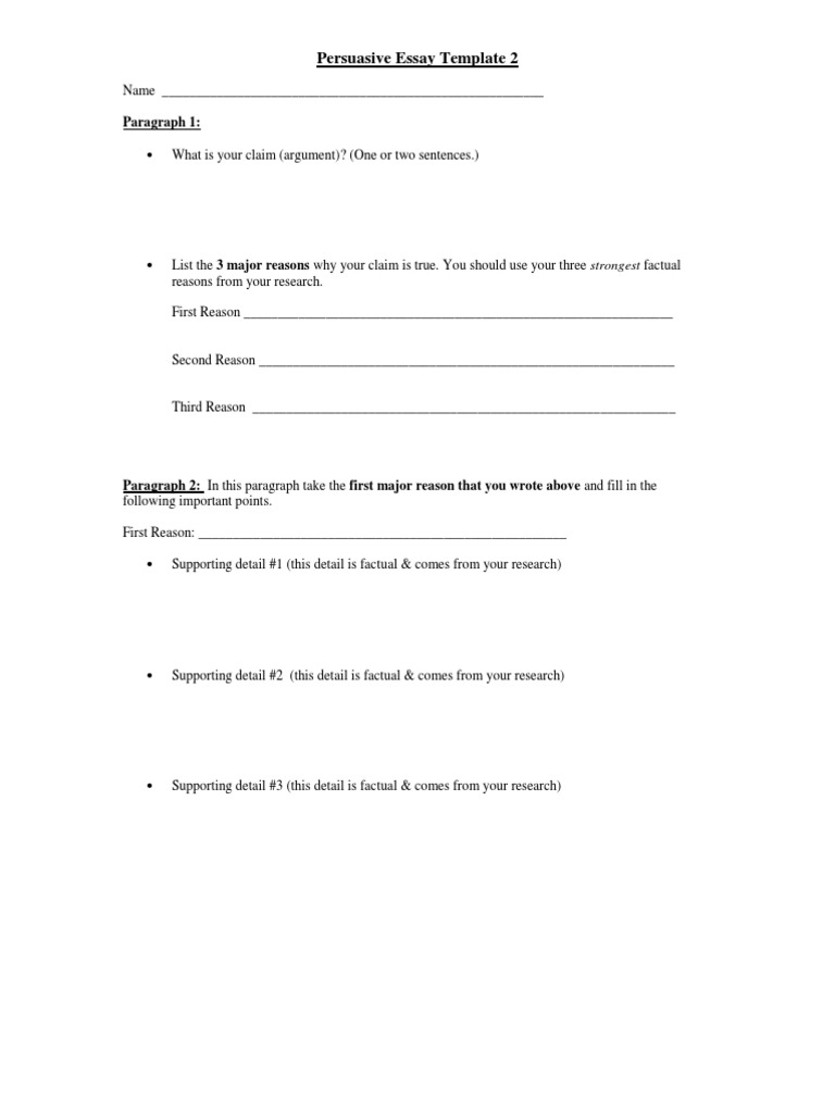 Persuasive Essay Template-2 | PDF | Paragraph | Argument
