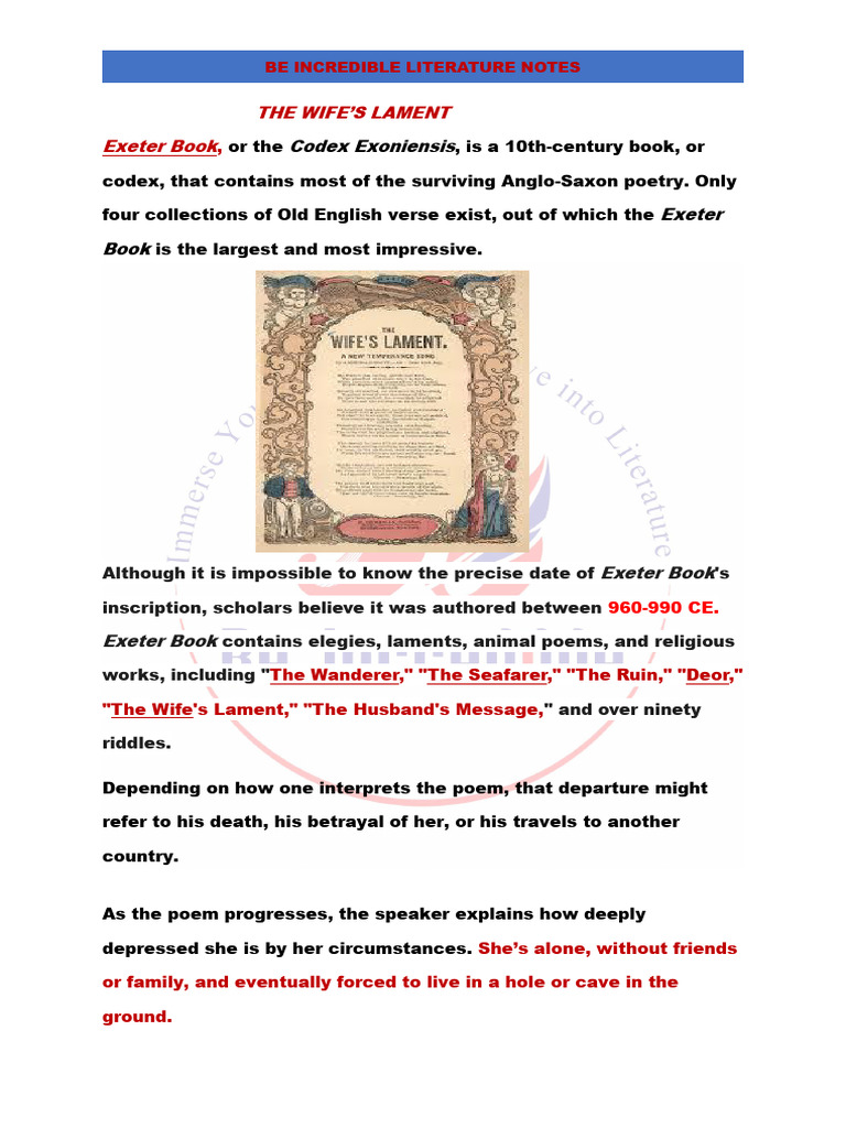 The Wife-S Lament - 47044767 | PDF | Poetry | English Poetry