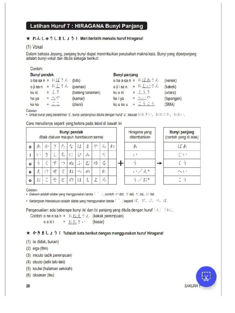 Hiragana Bunyi Panjang Dan Konsonan Ganda | PDF