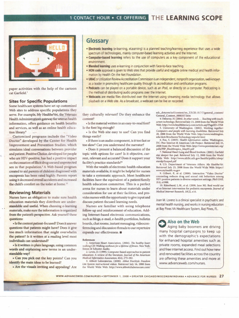 IT in Patient Education. The Learning Scope p27 | PDF | Podcast | Health Care