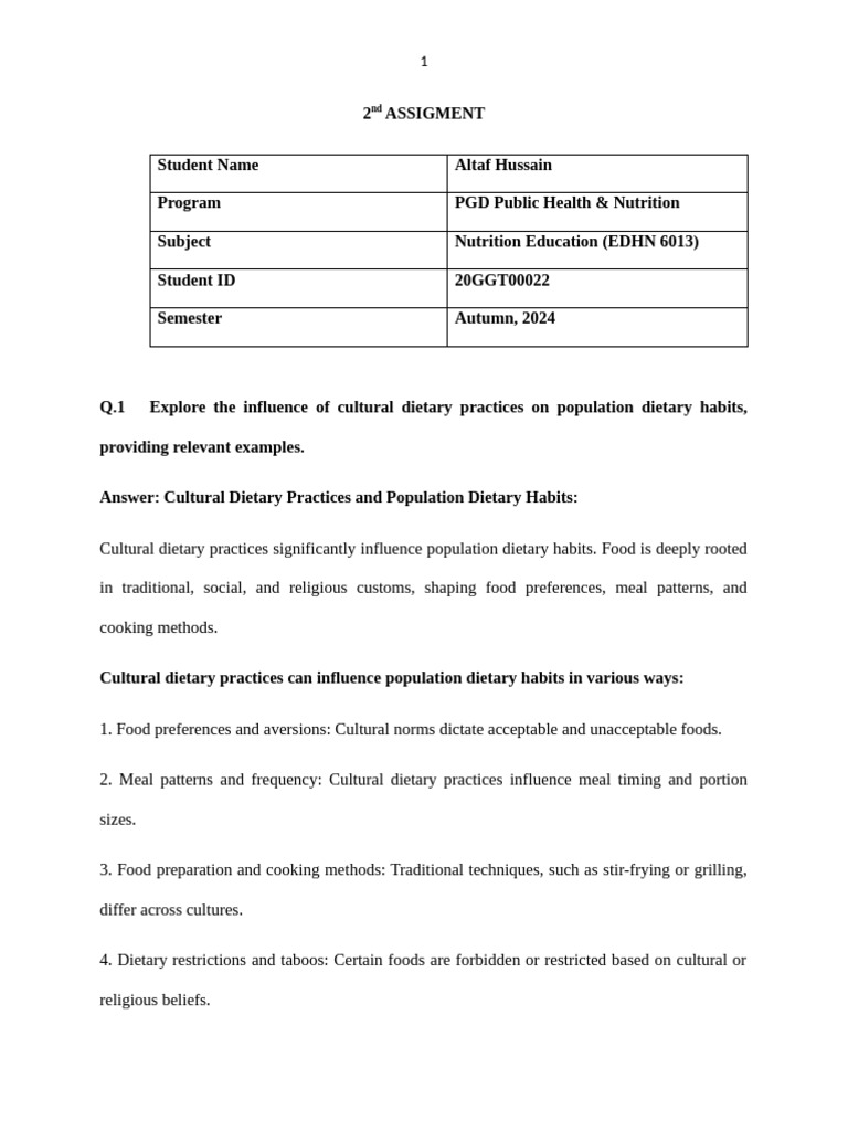 2nd Asig Nutrition Education (EDHN 6013) | PDF | Communication ...