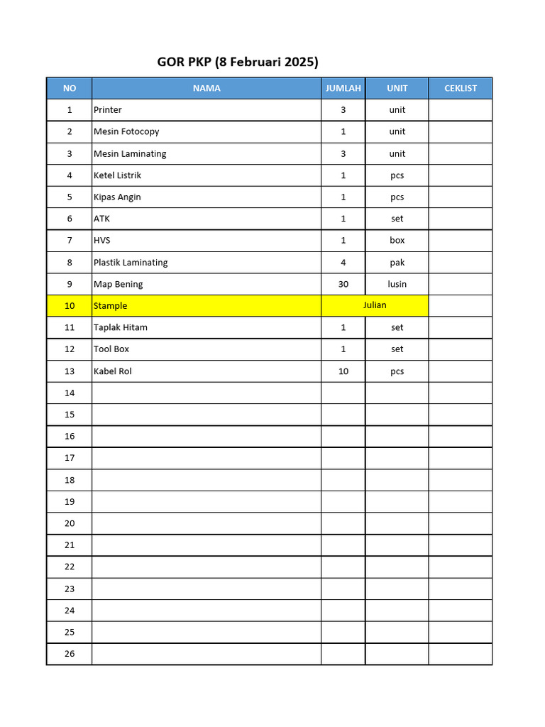 Peralatan GOR PKP | PDF