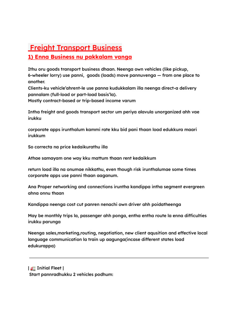 Freight Transport Business | PDF | Truck | Limited Liability Partnership