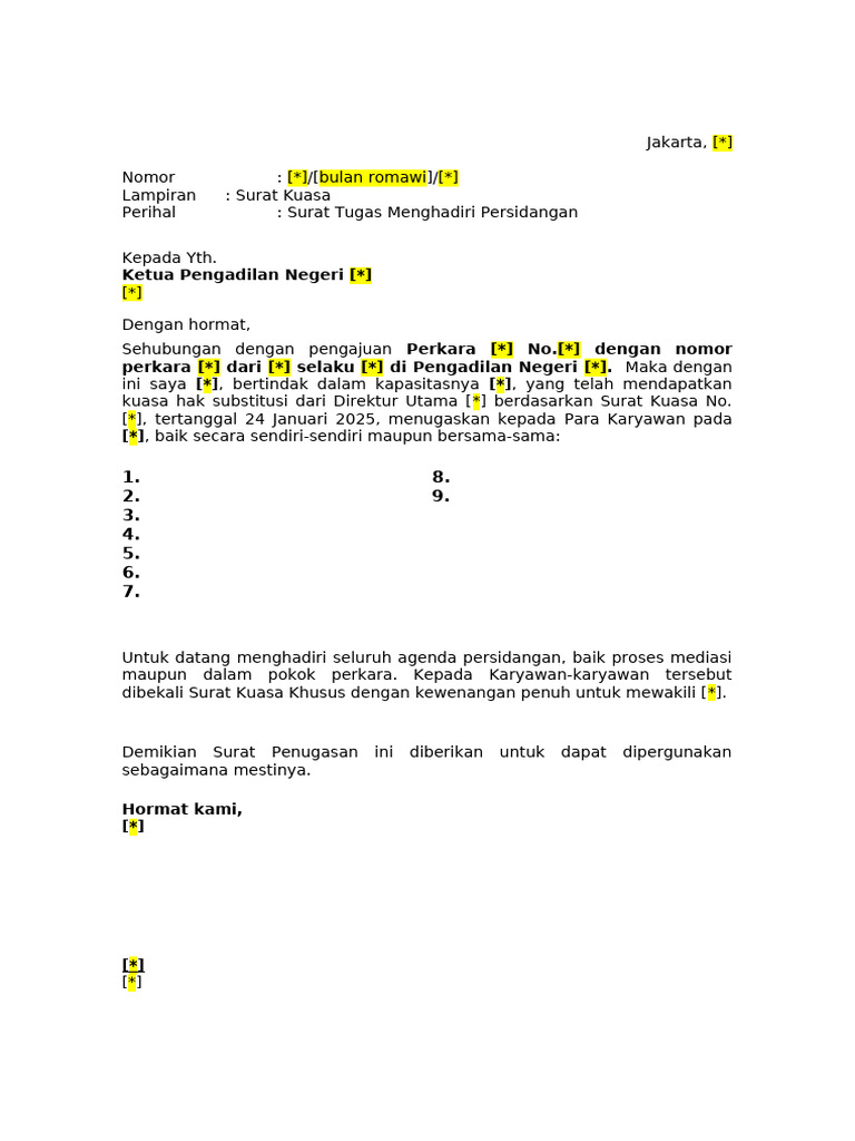Template Surat Tugas PN | PDF