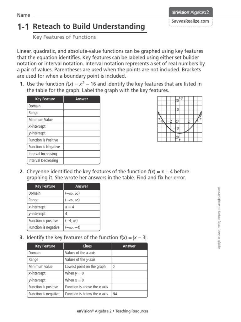 1-1 - Reteach To Build Understanding PDF | PDF | Function (Mathematics ...