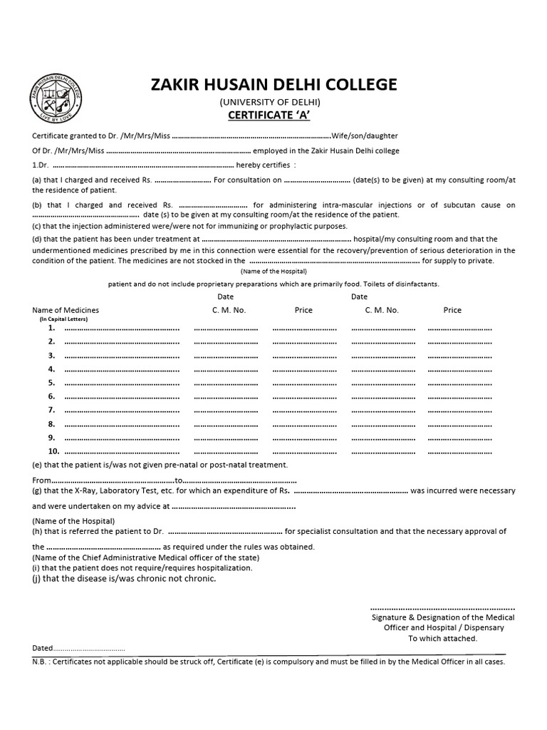 Med. Form Page 3 For OPD Bill Claim | PDF | Hospital | Clinical Medicine