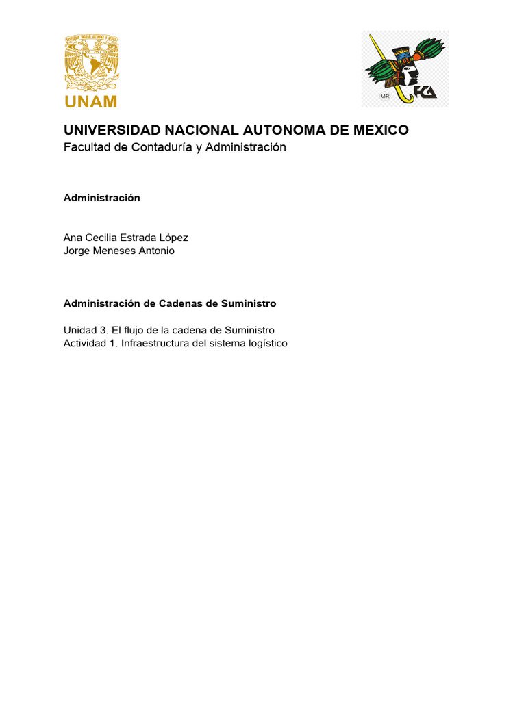 U3 Act1 Ana Estrada | PDF | Cadena de suministro | Logística