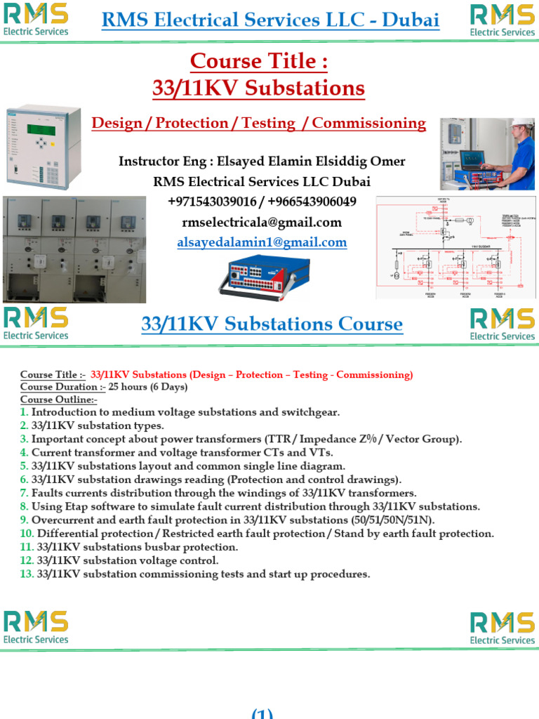33-11KV Substations Course 6-3-2024 | PDF | Transformer | Power (Physics)