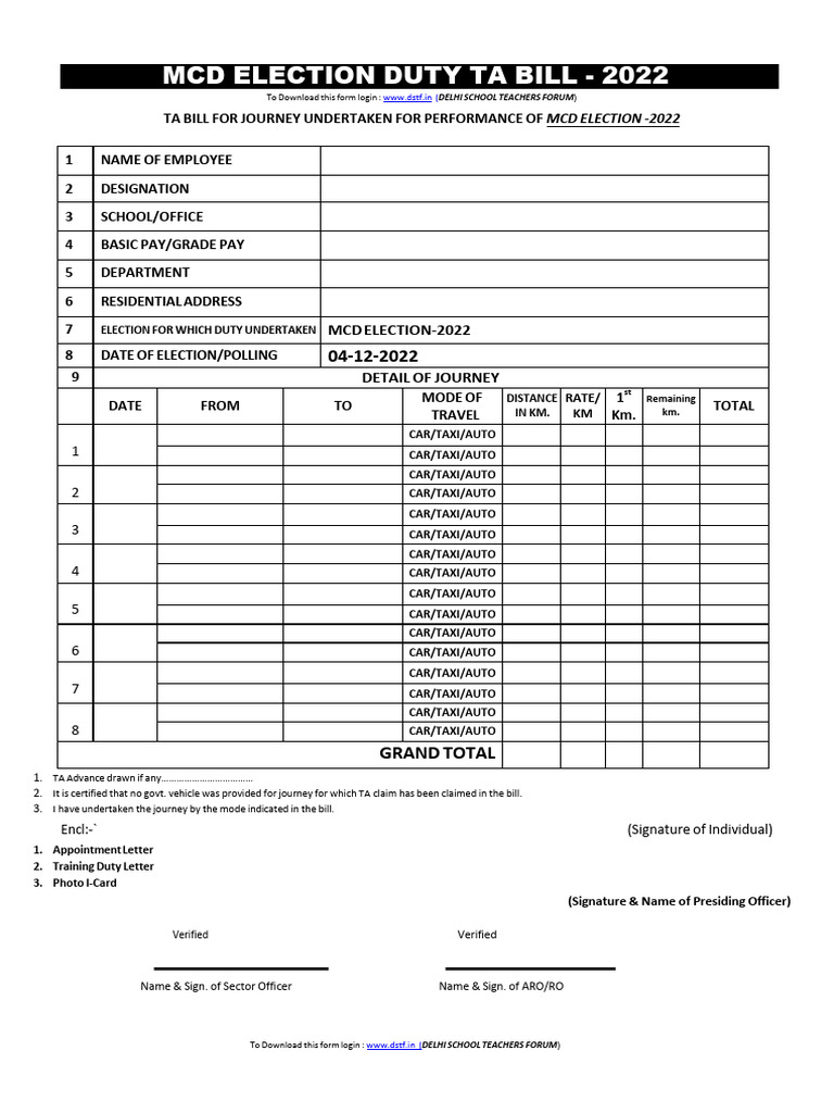 MCD Election Duty TA Bill 2022 | PDF