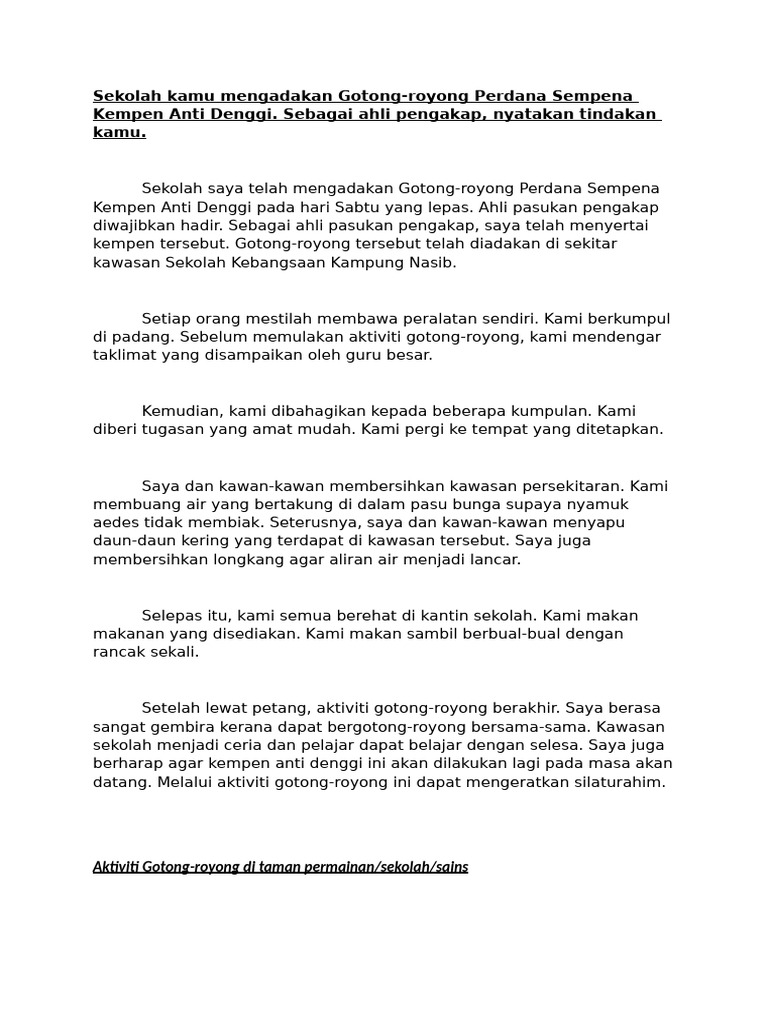 Karangan Gotong Royong - Sambutan Merdeka | PDF