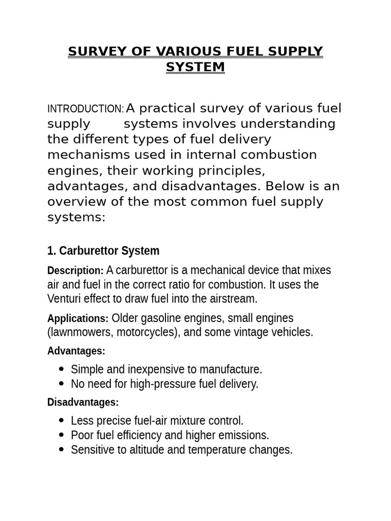 Fuel Supply Systems Overview Guide | PDF | Fuel Injection | Diesel Engine