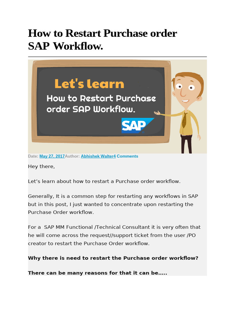 How To Restart Purchase Order SAP Workflow | PDF | Computing | Software Engineering